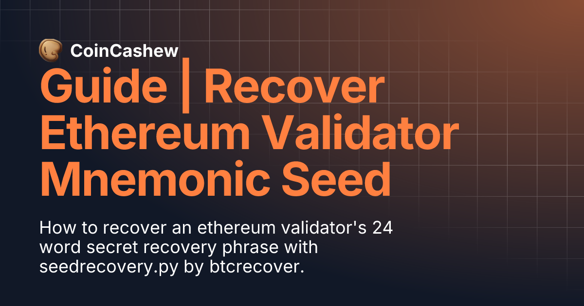 Guide | Recover Ethereum Validator Mnemonic Seed | Spanish | CoinCashew